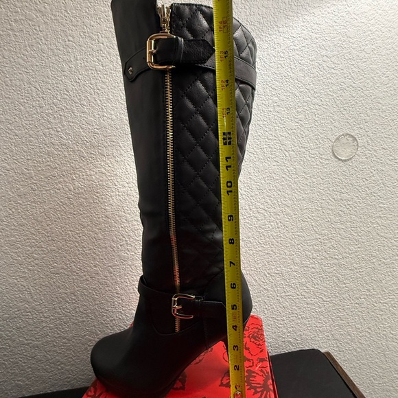 TOP Moda | Shoes | Top Moda Black Quilted Heeled Boots With Gold ...